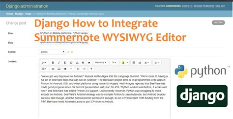 django how to integrate summernote wysiwyg editor tutorial101