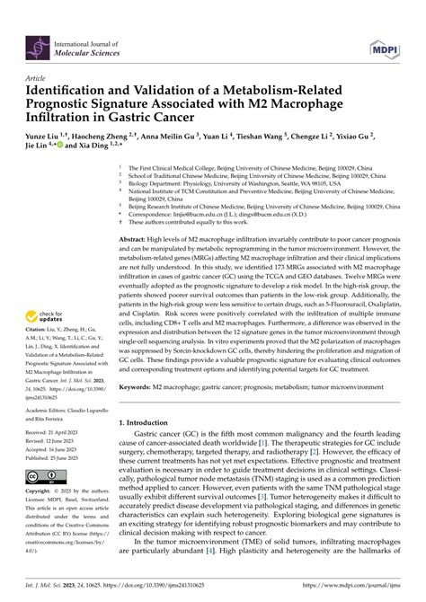 Pdf Identification And Validation Of A Metabolism Related Prognostic