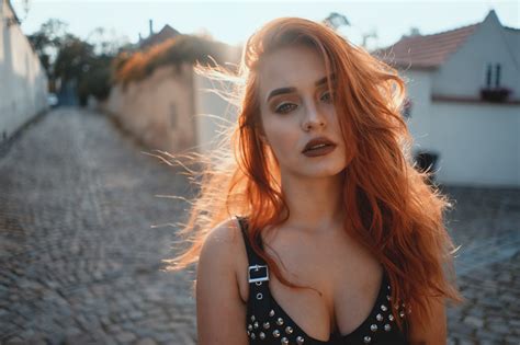 Wallpaper Portrait Redhead Women Outdoors 2048x1365 Motta123