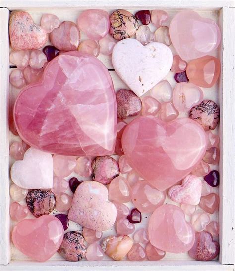 Rose Quartz Garnet Rhodochrosite Gem Hearts Crystal Aesthetic