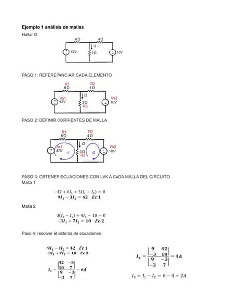 Ejercisio Resuelto 1 Analisis Metodo De Mallas Pdf