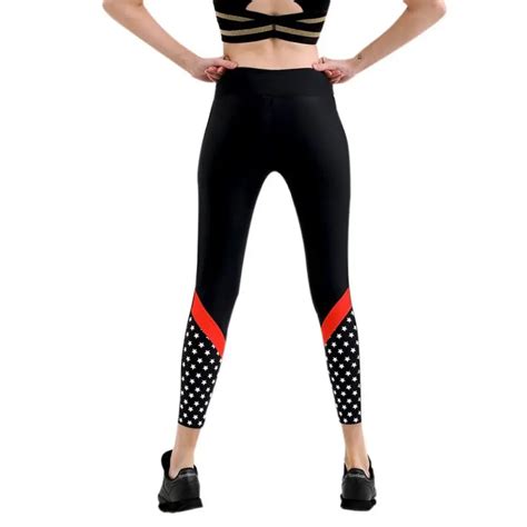 Women Fashion Star Printing Patchwork Leggings Spring Slim High Waist