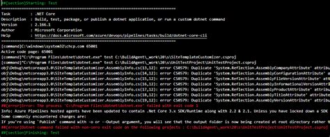 core azure devops dotnet test fails with [error]error the