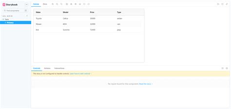 using storybook js with react and ag grid