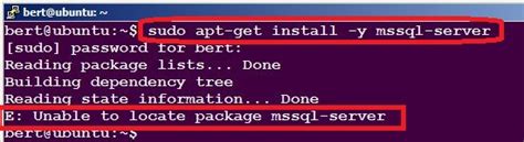 e unable to locate package mssql server ubuntu sql