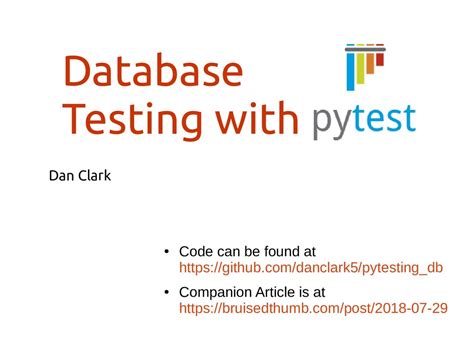 database testing with pytest speaker deck