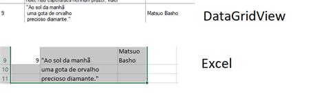 c datagridview com quebra de linha porém ao exportar para excel não