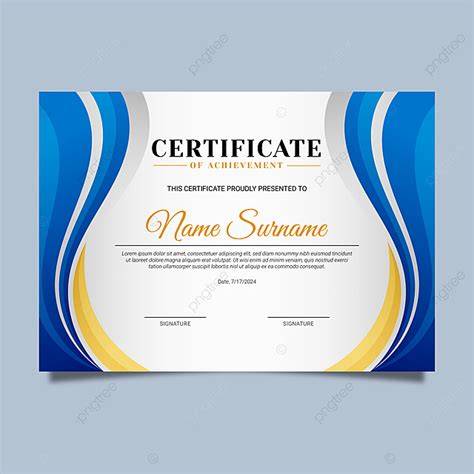 Certificate Template Border In Blue Gold Combination Color With Modern