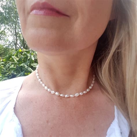 Baroque Freshwater Pearl Necklace Choker Simple Small Real Etsy