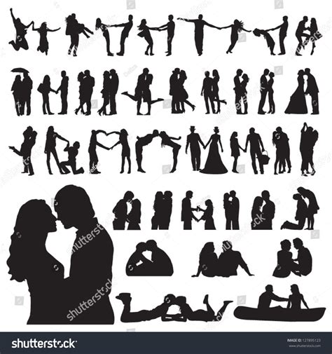 Romantic Couples Silhouettes Stock Vector Royalty Free 127895123