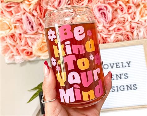 Retro Flower Cute Coffee Mug Clear Boho Glass 18 Oz Coffee Etsy