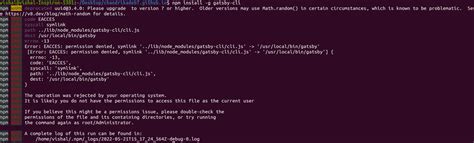 npm install g gatsby cli is not working when im trying to install