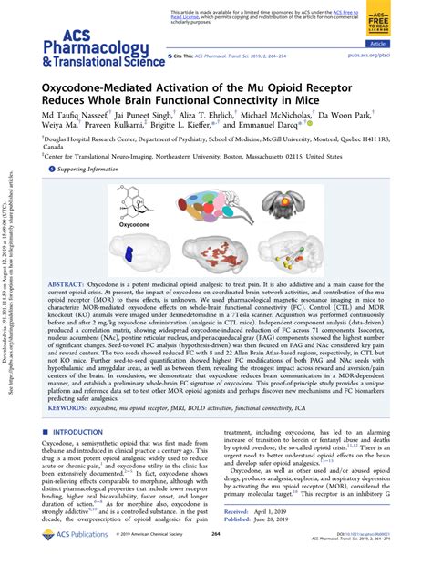Pdf Oxycodone Mediated Activation Of The Mu Opioid Receptor Reduces