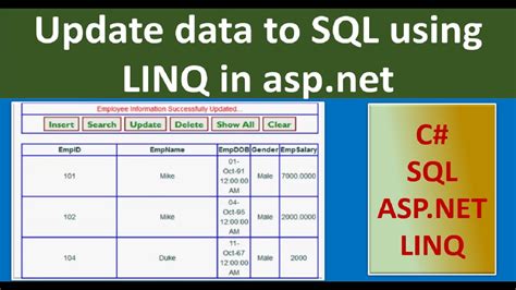 update data to sql using linq in crud part 4 youtube