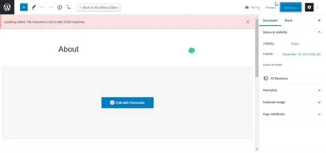 fixing “updating failed the response is not a valid json response”