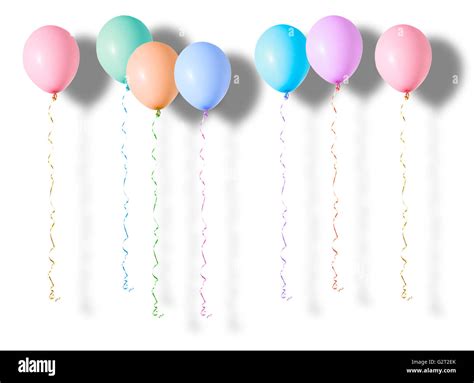 Multicoloured Air Flying Balloons Isolated On White Background Stock