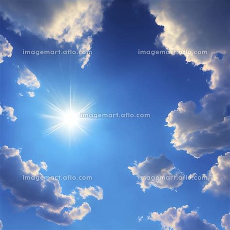 Ai生成画像による青空と太陽と雲のイラスト素材 [222169368] イメージマート