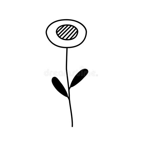 Hand Drawn Abstract Flower And Branches Doodle Vector Illustration