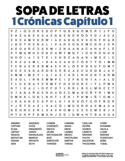 Sopa De Letras 1 Crónicas Capítulo 1 Letra Regular Listo Para