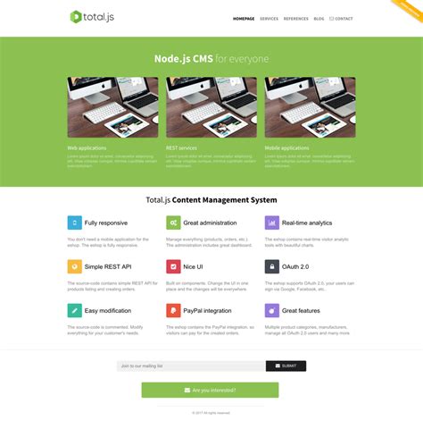 premium node js cms total js platform blog
