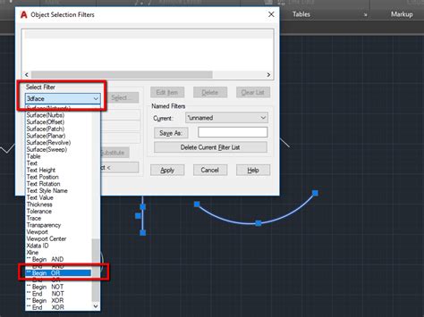 filter command not selecting objects correctly in autocad autocad