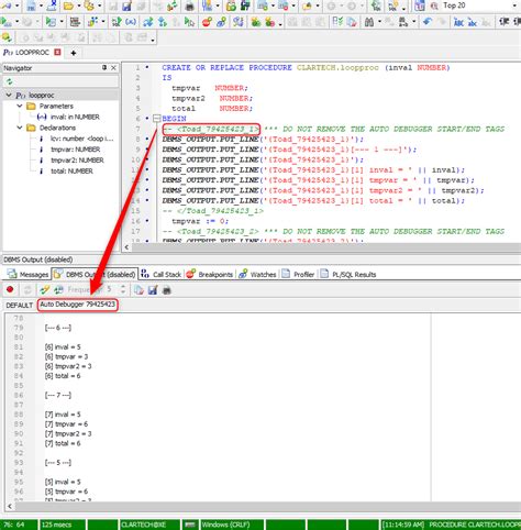 debugging pl sql code with toad for oracle