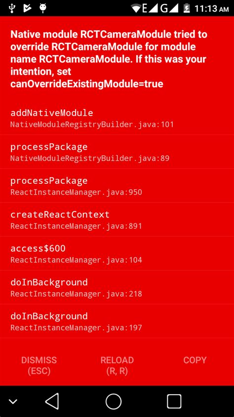 canoverrideexistingmodule issue in react native