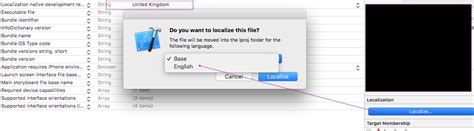 objective c unable to localise a string inside the ios info plist