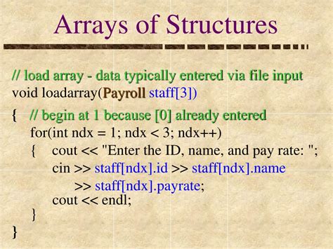 ppt structures part ii aggregate operations arrays of type struct