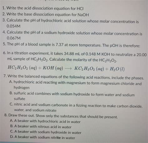 [solved] Please Help And Explain 1 Write The Acid Dissociation