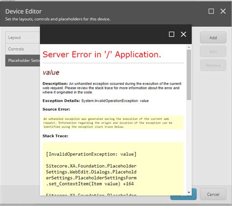 systemvalidoperationexception value exception in placeholder with