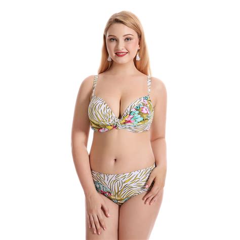 New Fat Bikinis Women Bathing Suit Push Up Plus Size Swimsuit Floral