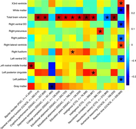 Selected Pairwise Genetic Correlations Between Roi Volumes N 21 821