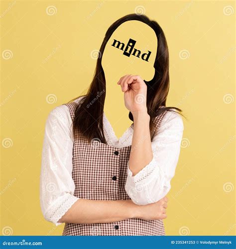 Contemporary Artwork Conceptual Portrait Of Faceless Woman With Word