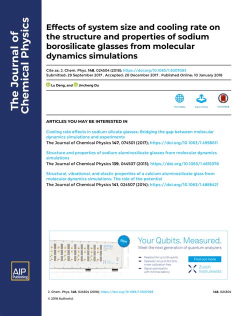Pdf Effects Of System Size And Cooling Rate On The Structure And