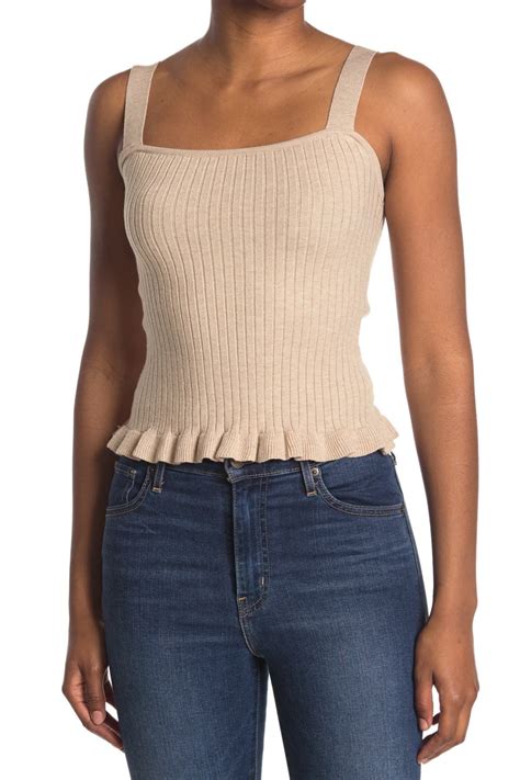 Lush Ribbed Knit Ruffle Hem Crop Tank Top Nordstrom Rack In 2021