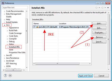configuration d eclipse pour utiliser le jdk au lieu de jre