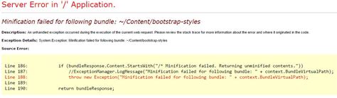 asp bundle how to raise exception when minification fails stack