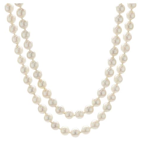 14 Karat Yellow Gold 8 Strand Pearl Strand Necklace For Sale At 1stdibs