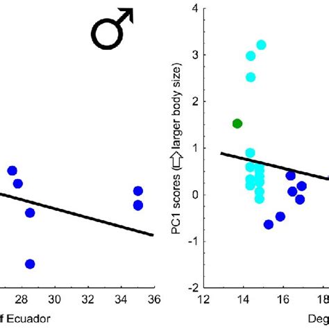 Correlation Between Latitude Of Collection And Body Size Measured As