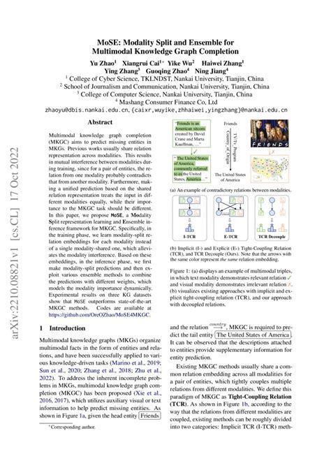 Mose Modality Split And Ensemble For Multimodal Knowledge Graph