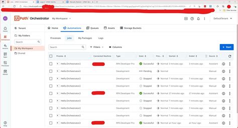 orchestrator does not run processes they only run through ui assistant