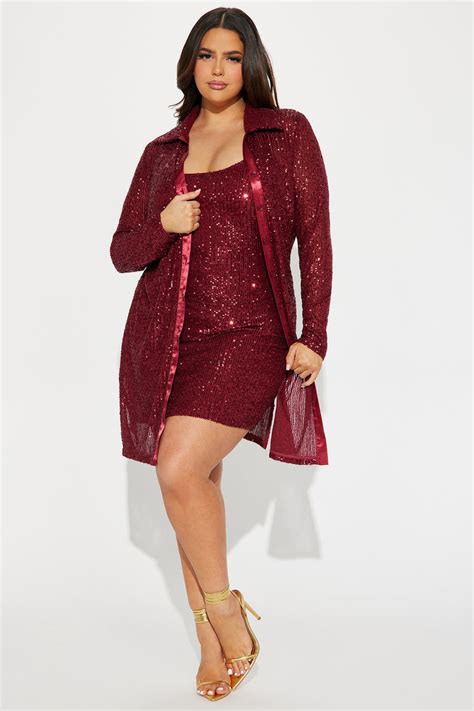 Raquel Sequin Mini Dress Set Burgundy Fashion Nova Dresses