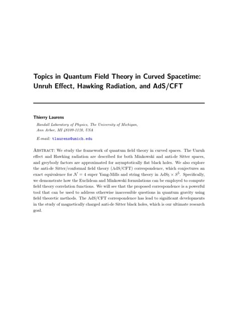 Topics In Quantum Field Theory In Curved Spacetime Unruh Effect And