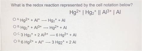 Solved What Is The Redox Reaction Represented By The Cell