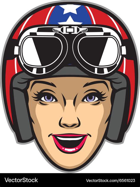 Women Rider Wearing Motorcycle Helmet Royalty Free Vector