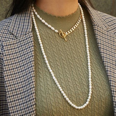 Long Freshwater Pearl Necklace Fresh Pearl Chain Pearl Beads Etsy