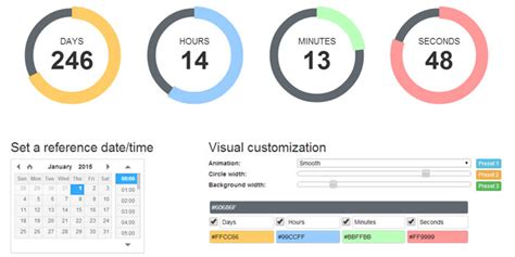js tutorial timecircles count down or count up from a certain time