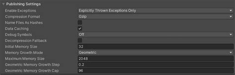 unity manual webgl player settings