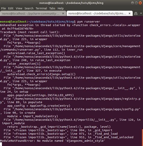 python importerror no module named djangocms attempting for